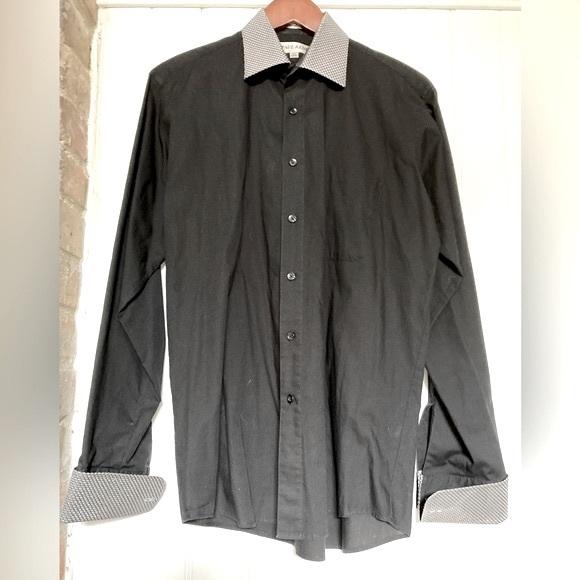 Paul Rene | Shirts | 3 For 8mens Black Dress Shirt Silver Cuffs And ...